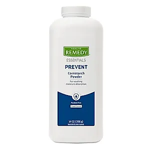 Medline Remedy Essentials Cornstarch Powder (14 oz Bottle), 12 Count, Fresh Scent, Talc Free, Shaker Top, Skin Care, Absorbs Sweat, Soothes, Reduces Friction & Chafing, For Adults, Feet, Groin