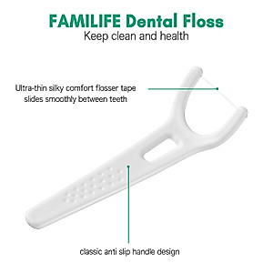 Dental Floss, FAMILIFE Unwaxed Dental Floss Picks Unflavored Fluoride Free Back Teeth Toothpicks Flossing Flossers Threaders Sticks with 4 Travel Handy Cases 120 Count