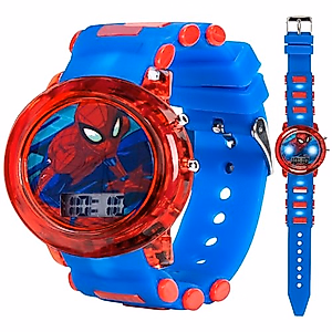 Accutime Kids Marvel Spider-Man Digital Quartz Plastic Watch for Boys & Girls with LCD Display Red/Blue (Model: SPD4464)