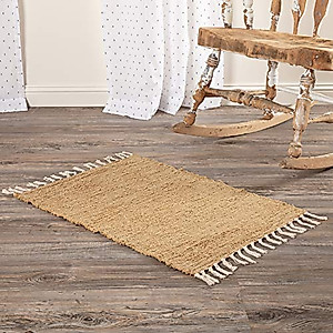 VHC Brands Burlap Natural Chindi/Rag Rug, 1'8" x 2'6"