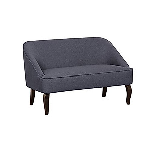 Container Furniture Direct Contemporary Slopped Arms Loveseat, Fabric Upholstered Couch for Living Room, Apartment, College Dorm and Office, 49.2 Inches, Dark Grey