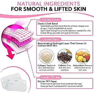 V Shaped Slimming Face Mask | Double Chin Reducer for Firming Moisturizing & Contour Lifting | Instant Lift Strap Wrinkles Remover | V-Line Beauty Band Patch with Collagen Vitamin E & C - 5 Pack