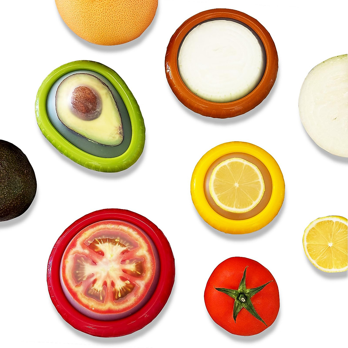 AEKTBY Silicone Fruit and Vegetable Anti-Oxidation Storage Box | Onion Storage | Avocado Saver | Set of 4 Reusable Storage Containers for Fridge