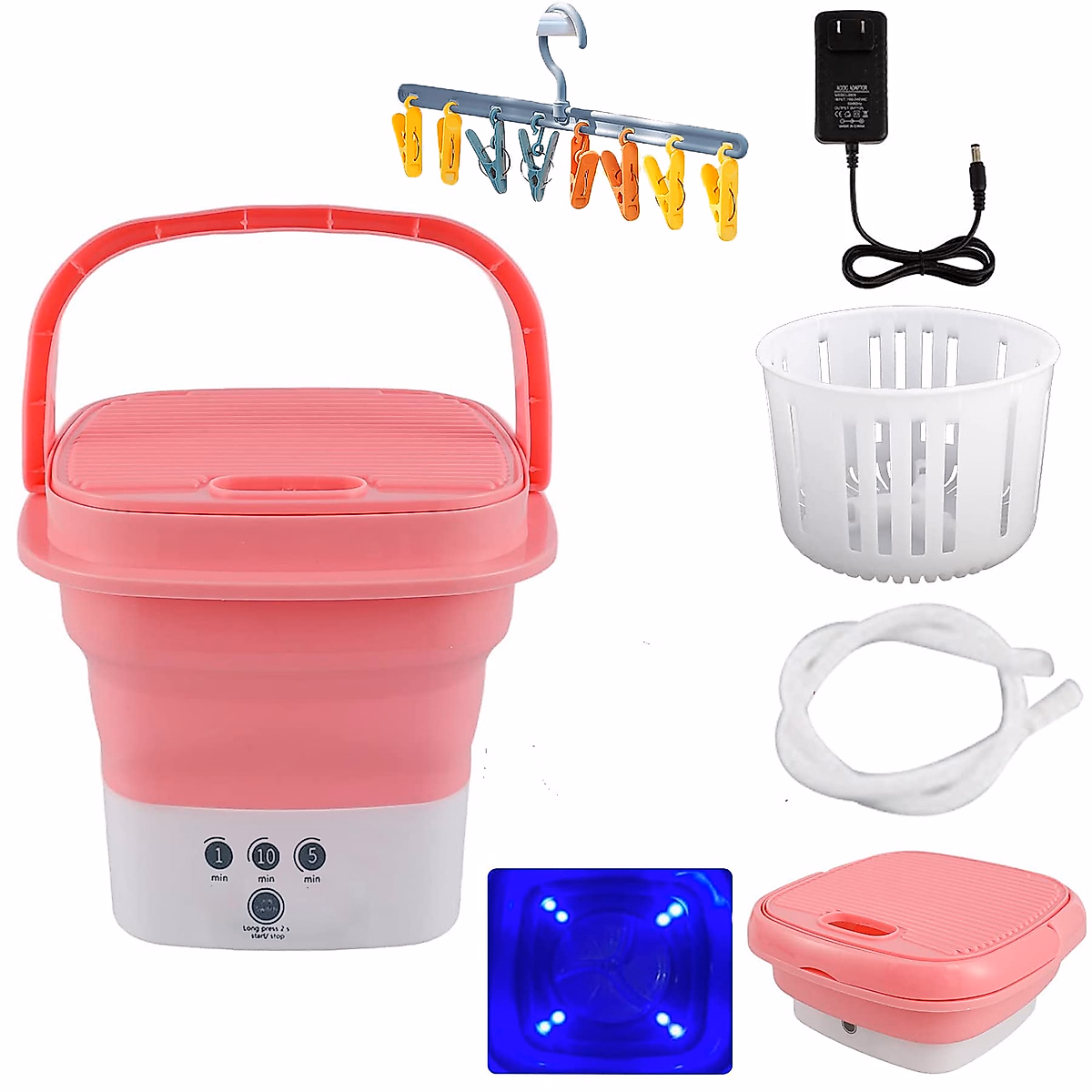 Portable washing Machine,Foldable Mini Washing Machine, Small Washer for Baby Clothes, Underwear or Small Items, Apartment, Dorm, Camping, RV Travel laundry- Gift Choice (Pink)