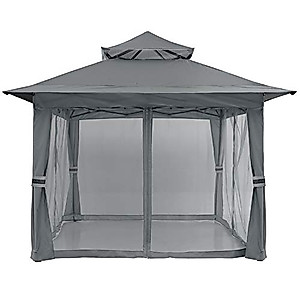 MASTERCANOPY Patio Gazebo Outdoor Pop Up Gazebo with Mesh Walls (13x13 Dark Gray)