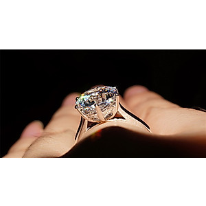 TenFit Jewelry Elegant 4ct Round Cushion Cut Solitaire Halo Diamond Wedding Engagement Ring, Size:6