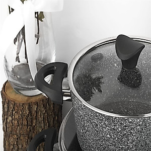 TAOBAO Cookware Set Black Pan With Lid Cutlery Collection Cookware Cutlery Cookware Nonstick Kitchen Supplies