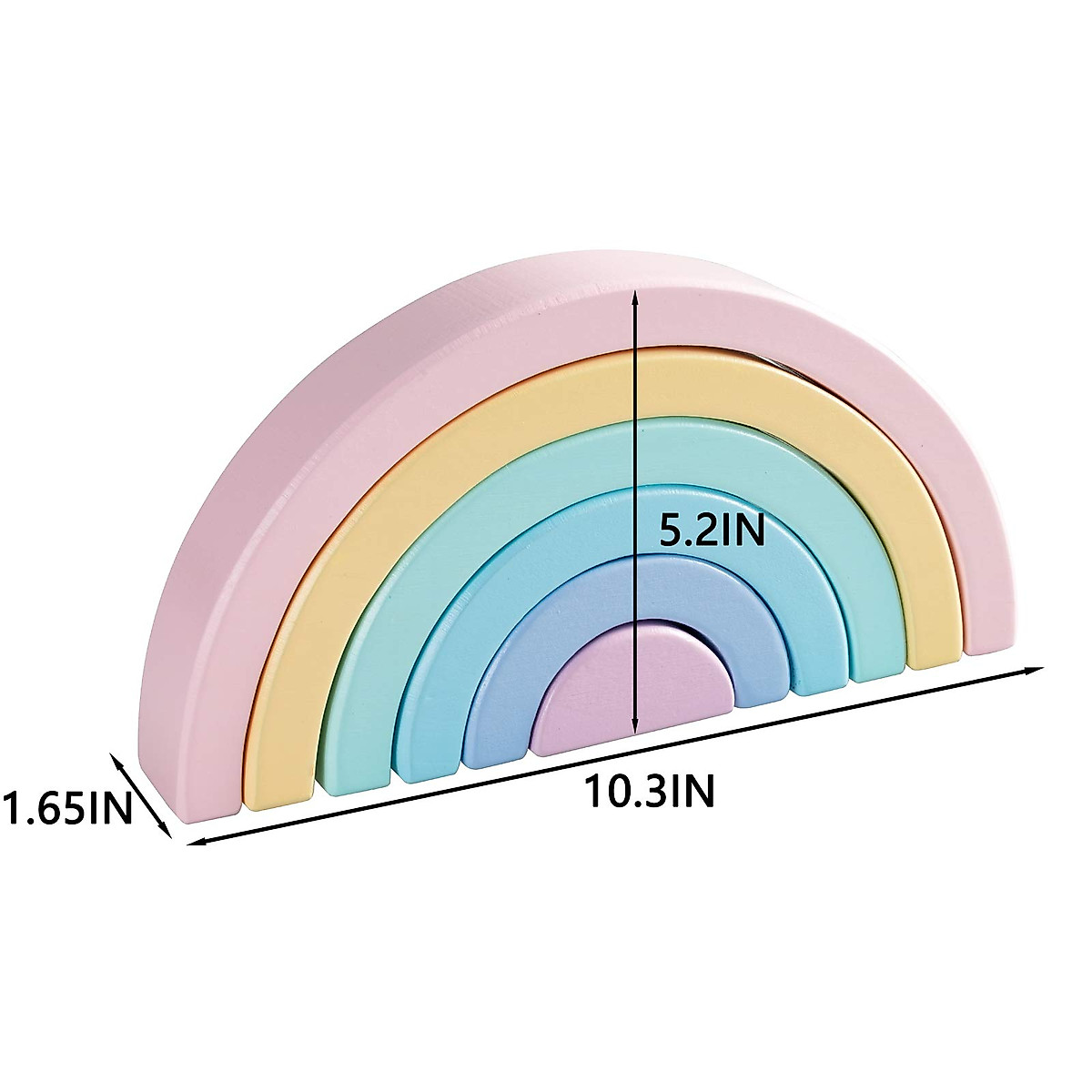 MERRYHEART Wooden Rainbow Small Stacker, 6 Piece Rainbow Stacking Toy for Baby/Toddlers/Kids, Montessori Education Pastel Rainbow Decor, Kindergarten Teaching Aid