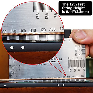 String Action Ruler Gauge,Guitar Repairing Tool for Luthier,Fit for Guitar,Ukulele,Bass,Banjo,Mandolin