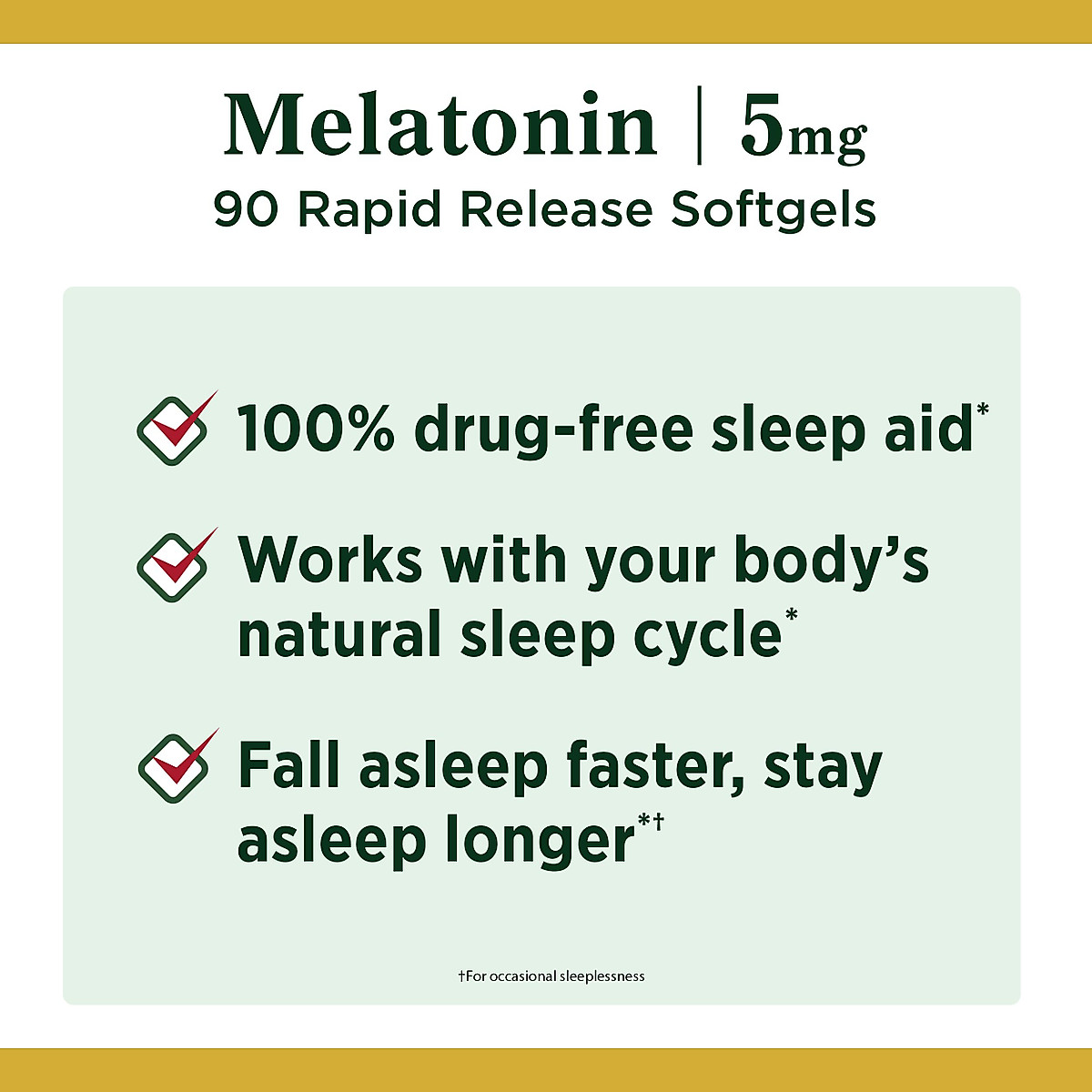 Nature's Bounty Melatonin, 100% Drug Free Sleep Aid, Dietary Supplement, Promotes Relaxation and Sleep Health, 5mg, 90 Softgels (Pack of 2)