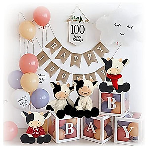 zxmbeddings 11.8" Small Cow Stuffed Animal,Cute Cuddle Cow Plush Party Decor Gifts for Kids