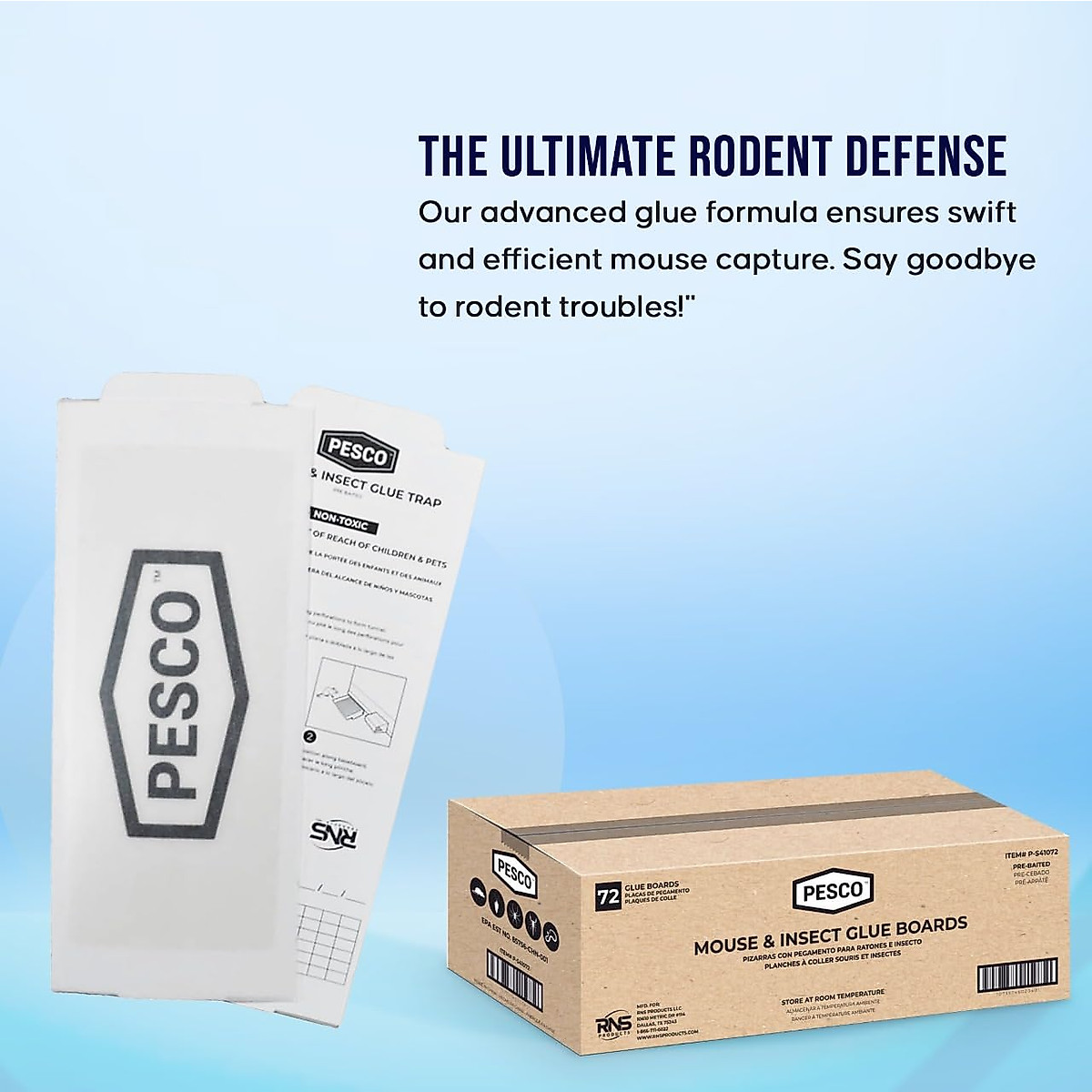 PESCO™ Glue Traps for Mice - Sticky Traps for Mice Rats & Insects - Adhesive Pet Safe Pest Control- (Unscented) Pack of 72