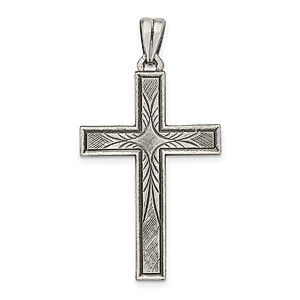 Sterling Silver Antiqued Polished and Brushed Latin Cross Pendant QQC8262