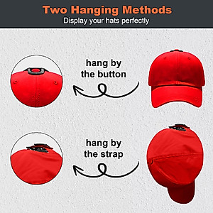 KOVSPO Adhesive Hat Hooks for Wall (16-Pack), Hat Rack for Baseball Caps, Strong Hat Organizer, Minimalist Hat Display, Hat Hangers for Wall (Black)