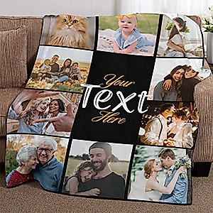 FunStudio Custom Blankets with Photos Text Personalized Picture Throw Blanket Made in USA Customized Christmas Birthday Gifts for Mom Dad Girlfriend Boyfriend Husband Wife Best Friend