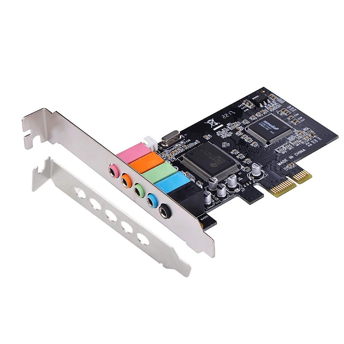 Optimal Shop PCIe Sound Card for PC Windows,5.1 Internal Sound Card with Low Profile Bracket, 3D Stereo PCI-e Audio Card,CMI8738 Chip 32/64 Bit for Windows 7
