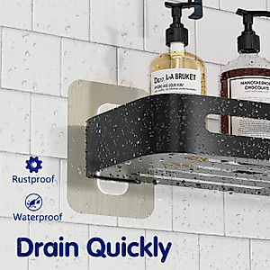 Fuprobys Shower Caddy 3 Pack - Large Shower Organizers & Soap Holder, Durable & Rustproof Shower Shelf, Wall Mounted Bathroom Shower Shelves, No Drilling Adhesive Shower Caddy with 4 Hooks, Black