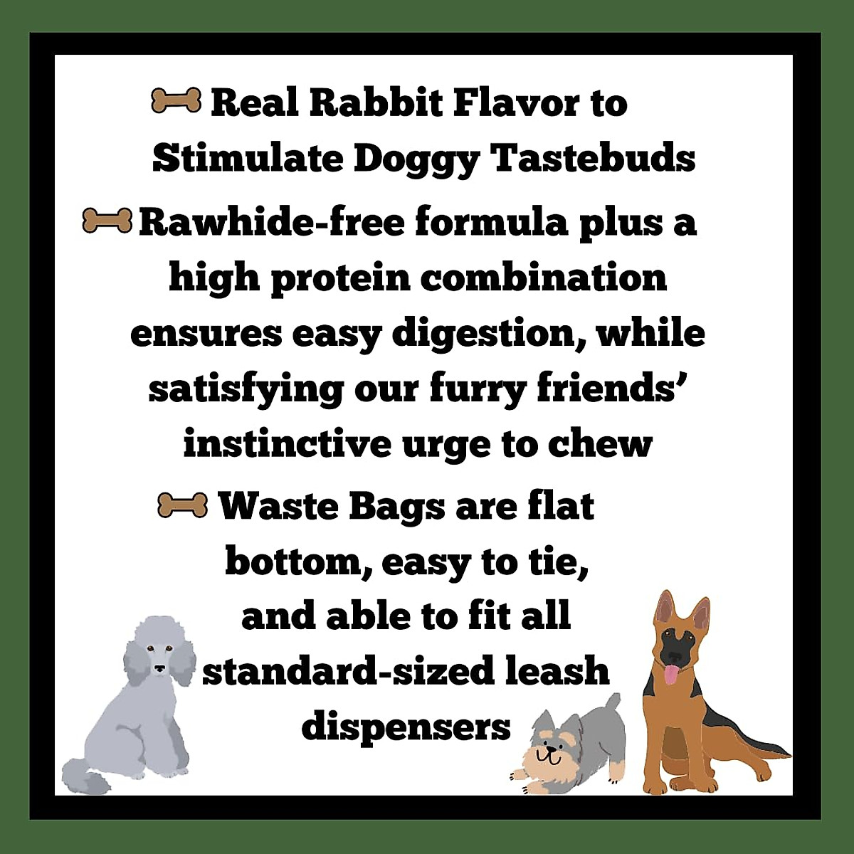 AccessiPets Dog Chews Bundles for All Sized Dogs, Rawhide Free Alternative 7 Inch Highly Digestible Retriever Rolls Bundle with 1 Dog Waste Roll (Rabbit, 2 Count)