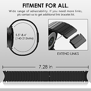 CHANCHY Stainless Steel Band for Samsung Galaxy Watch 7, No Gap Link Bracelet with Magnetic Clasp Metal Strap for Galaxy Watch 7 FE 6 5 4 Band 40mm 44mm 45mm 43mm 47mm 42mm 46mm for Men, Black