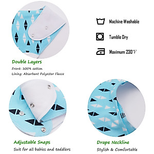 Baby & Toddler Bandana Teething Bib with BPA-Free Silicone Teether and Adjustable Snap for Boys and Girls, (5-Pack)