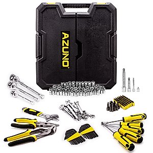 AZUNO 303PCS Mechanic Tool Set, DIY Hand Tool Kit Set, Auto Repair Tool Box, Multi-Function Organizer with Black Storage Case