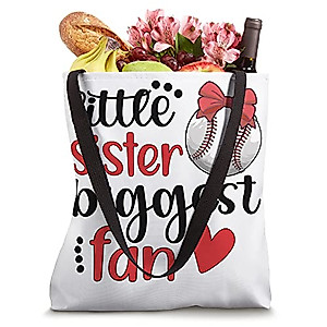 Little Sister Biggest Fan Baseball Sister Baseball Sis Tote Bag
