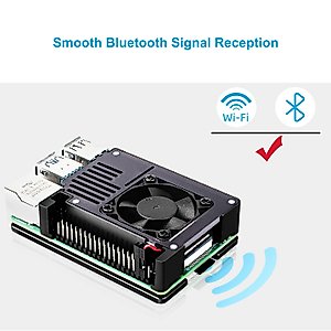 Smraza Case for Raspberry Pi 4, Metal Case for Raspberry Pi 4 Model B with Cooling Fan 35MM, Case Aluminum Alloy Enclosure with 4 PCS Heatsinks Pillar Thermal Adhesive Black (RPI Board Not Included)