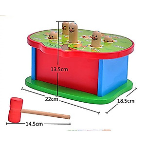 Heo Deluxe Pounding Bench Wooden Toy Wooden Whack-a-mole with Mallet Early Development Toy,Parent-Child Interaction Toy …