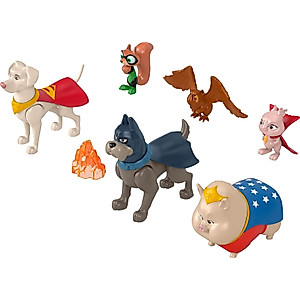 Fisher-Price DC League of Super-Pets Preschool Toys Figure Multipack, Krypto Ace PB Chip Pigasus & Lulu for Pretend Play Kids Ages 3+ Years