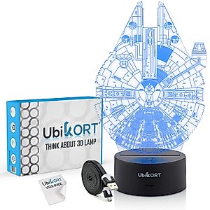 UbiKORT Star Wars Lamp Millennium Falcon 3D Lamp Star Wars Gifts for Men or Kids Birthday Star Wars Decor Room Fans [Upgrade Version]