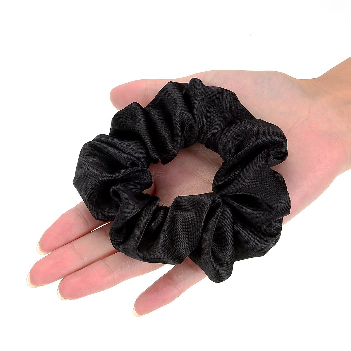 10 Pieces Satin Scrunchies Hair Ties Silky Small Elastic Hair Bobbles Ponytail Holders Curly Accessories for Women Girls Kids Adults(Black)