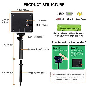 Extra-Long Solar String Lights Outdoor, 2-Pack Each 72FT 200 LED Solar Lights Outdoor, Waterproof Copper Wire 8 Modes Solar Fairy Lights for Tree Garden Xmas Party Wedding -Auto On/Off (Warm White)