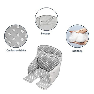 Twoworld High Chair Cushion, High Chair Seat Cover for Baby Dining Hair (Gray Star)