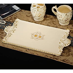 WYKDD European-Style Ceramic Bathroom Five-Piece Set Toilet Wash Set Bathroom Supplies Mouthwash Cup Couple Set