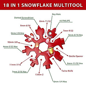 18 in 1 Snowflake Multitool,3 Pack Stainless Steel Snowflake Tool,18-in-1 Star Tool Snowflake Wrench Snowflake Bottle Opener,Best Gifts for Christmas