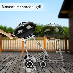 18.5 inch BBQ Grill,Portable Charcoal Grill, Carbon Heat Control Round BBQ Kettle