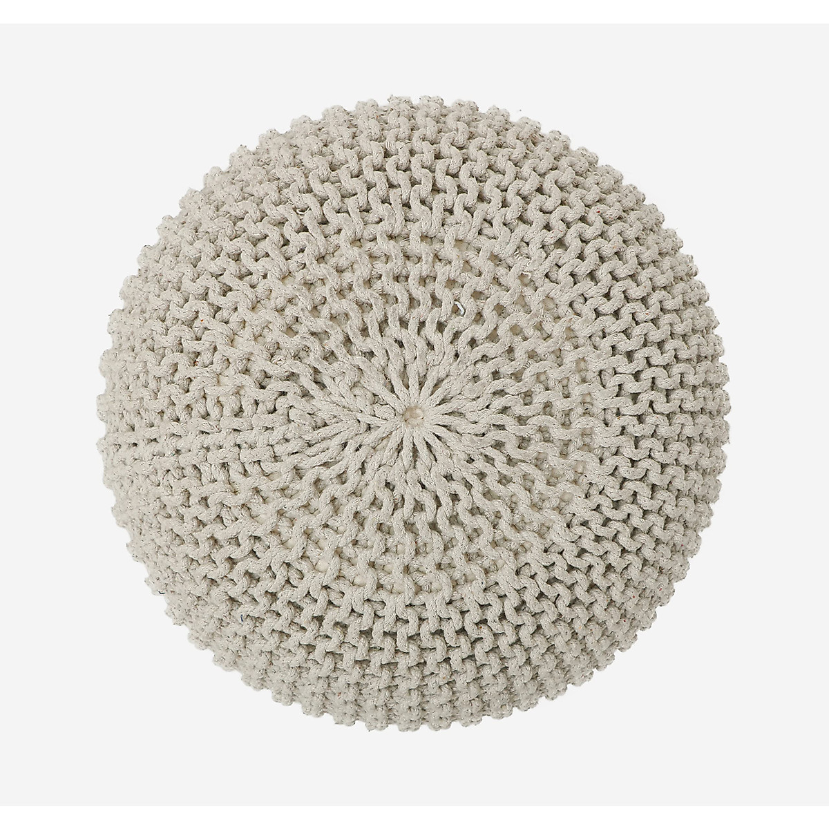 WOVEN ST. Hand-Knitted Cotton Pouf - 100% Cotton - Ottomans Footrest - Floor Chair - for Living Room, Bedroom, Kids Room - Small Furniture Indoor Pouf - 18’’ x 18’’ x 14’’ - Natural