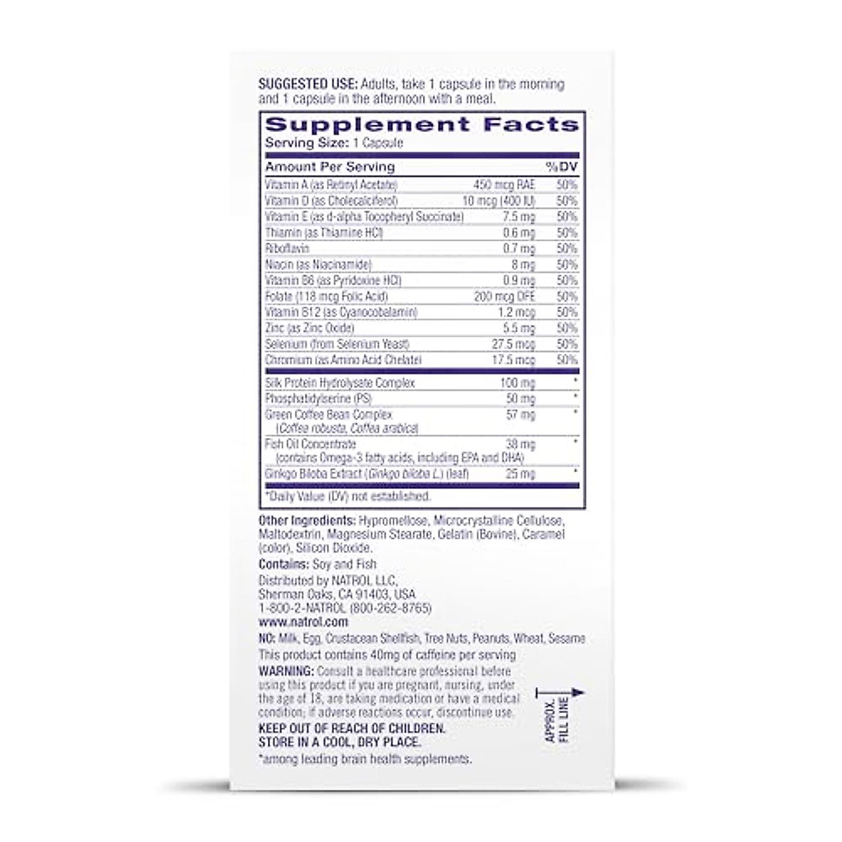 Natrol Cognium Complete, Dietary Supplement for Brain Health, Brain Health Supplements for Adults, 60 Capsules, 30 Day Supply