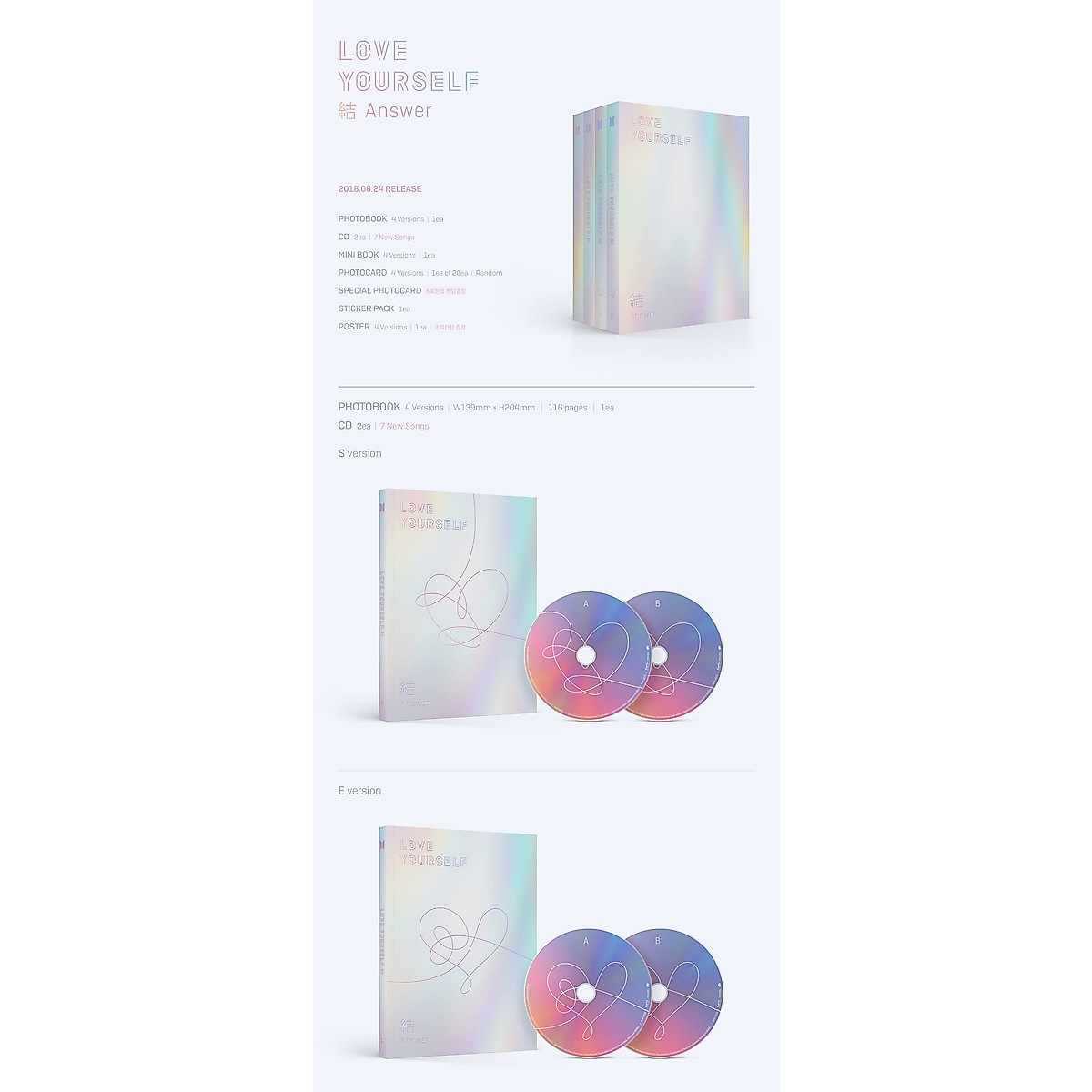 BTS - LOVE YOURSELF 結 ANSWER (2CD) CD+Folded Poster [ E ver. ]