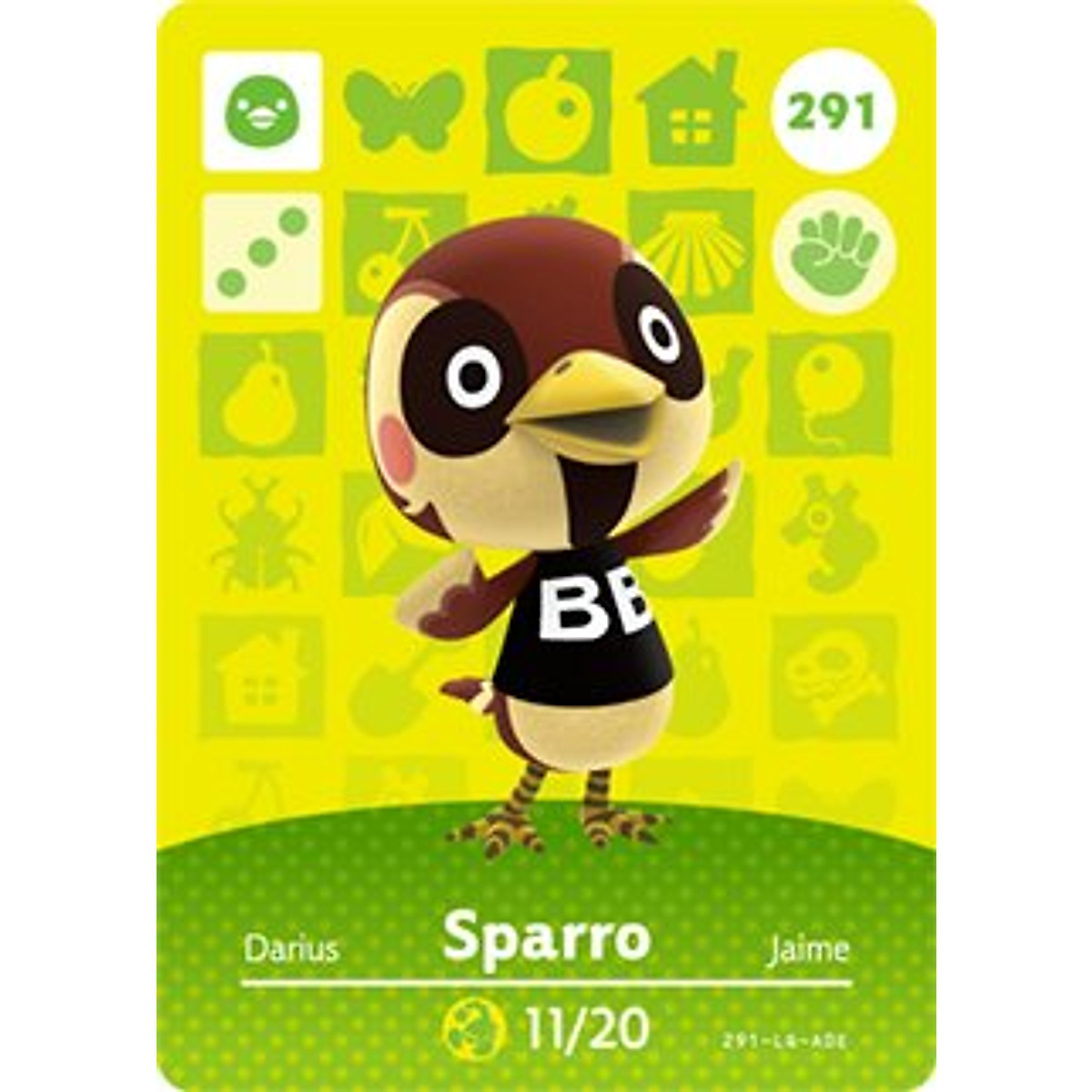 Sparro - Nintendo Animal Crossing Happy Home Designer Amiibo Card - 291