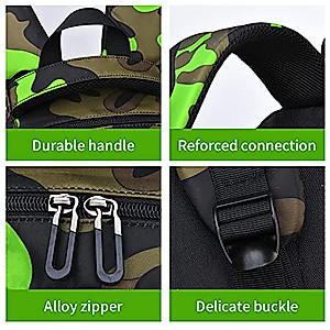 Yvechus Camo Backpack Set with Lunch Bag Lightweight Waterproof School Backpack Bookbag for Boys Girls (D-Style Camo Green)