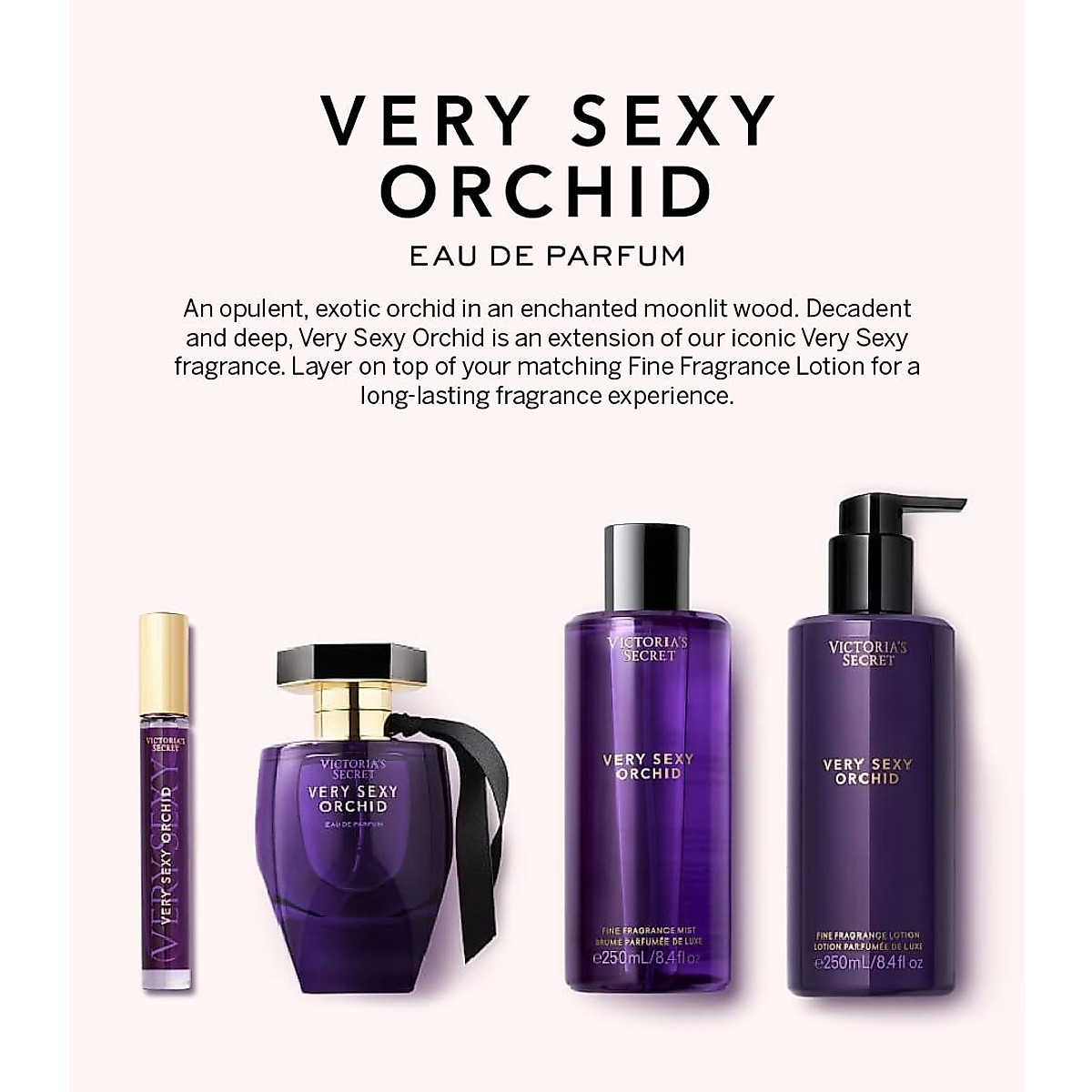 Victoria's Secret Very Sexy Orchid Eau de Parfum, Notes of Blackcurrant, Orris Woods & Sheer Patchouli, Perfumes for Women (3.4 oz)
