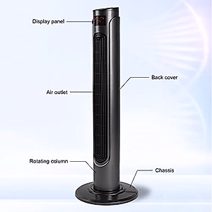 Simple Deluxe 36 Inch High Efficiency Cooling Tower Fan with 3 Speed Settings and 15 Hour Timer, 70 Degree Auto Oscillating with Remote, Standing Fan for Bedroom Home Office