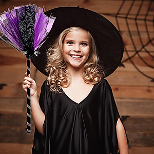 Halloween Witch Broom Plastic Witch Broomstick with Detachable Handle, Halloween Cosplay Costume Props, Halloween Masquerade Dress Up Costume Decoration, Witch Flying Broomstick (Orange)