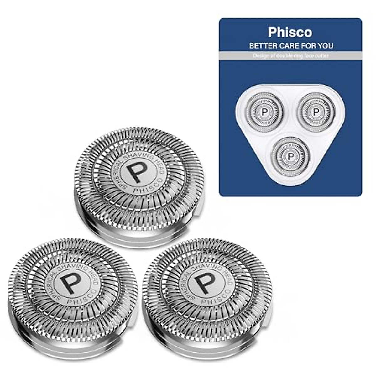 Phisco 203D-6A Replacement Shaver Heads (3-Pack) - ValueDuo Upgrade for RMS8112 Series | Waterproof Universal Fit Electric Razor Heads | Enhance Your Grooming Routine