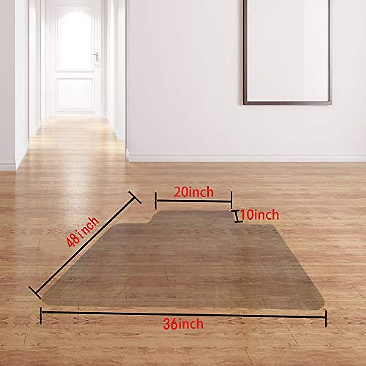 Office Chair Mat for Hardwood Floor, Home Office Tile Floor Protector Rolling Computer Desk Chair Mat Transparent Clear Plastic( 36" x 48'' with Lip), Easy Glide for Chairs Flat without Curling