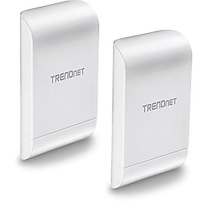 TRENDnet 10dBi Wireless N300 Outdoor PoE Pre-configured Point-to-Point Bridge Bundle Kit, TEW-740APBO2K, 2 x Pre-configured Wireless N Access Points, IPX6 Rated Housing, Built-in 10 dBi Antennas white