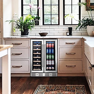 Kalamera Wine and Beverage Refrigerator, 24 inch Wine Fridge Dual Zone Hold 20 Bottles and 78 Cans, Digital Touch Control, Built-In or Freestanding