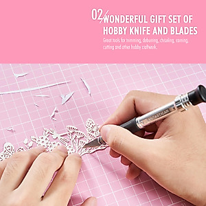 FantastiCAR Pink Craft Knife Precision Cutter Hobby Knife Blades Set (29pcs) for Art Work, Scrapbooking, Stencil, Architecture Modeling, Wood Leather Working