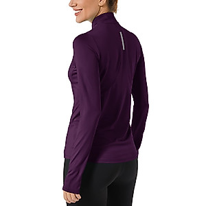 Womens Quarter Zip Pullover Athletic Long Sleeve(Plum,M)